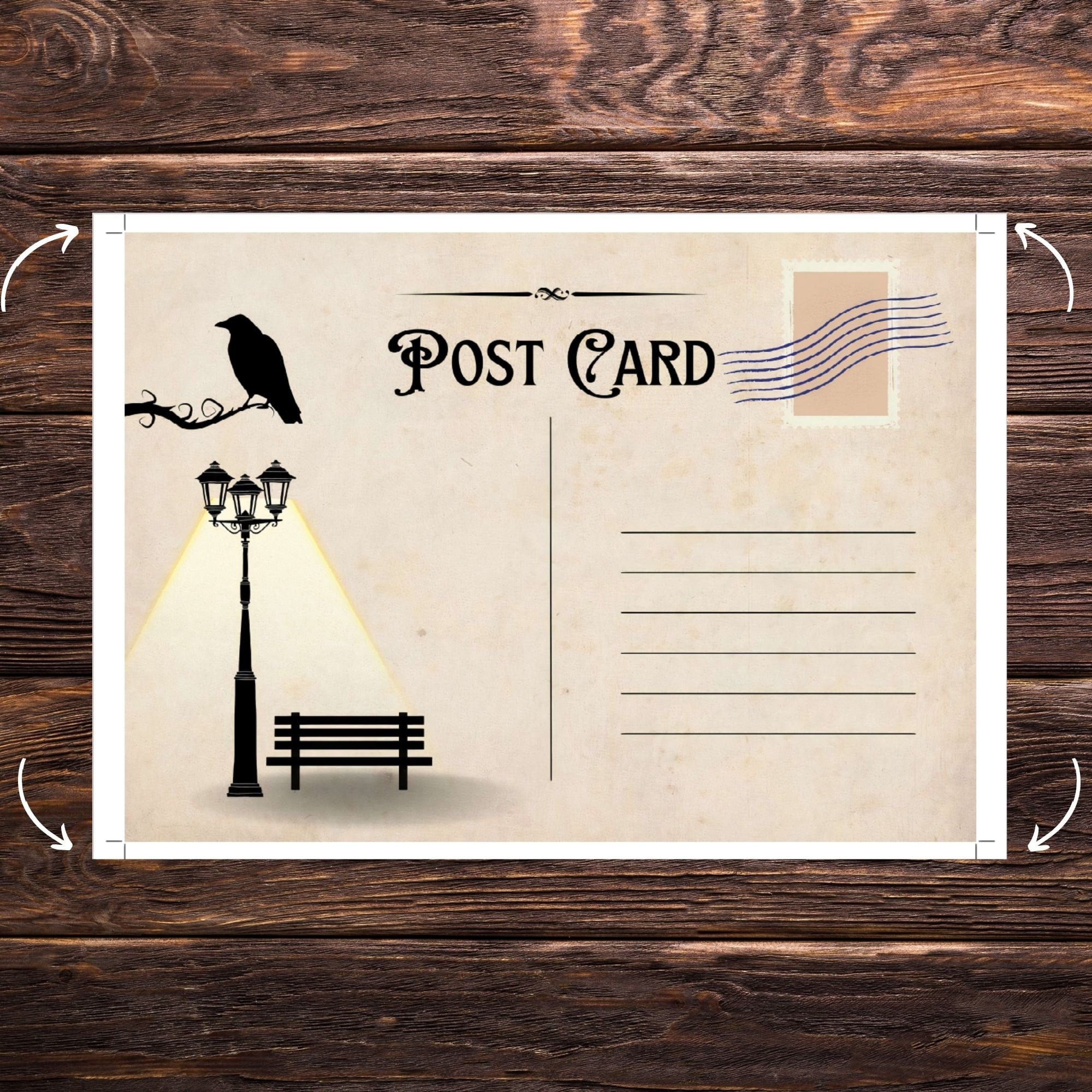 Printable Vintage Carte Postale Instant Download. Flat Post Card. Night ...