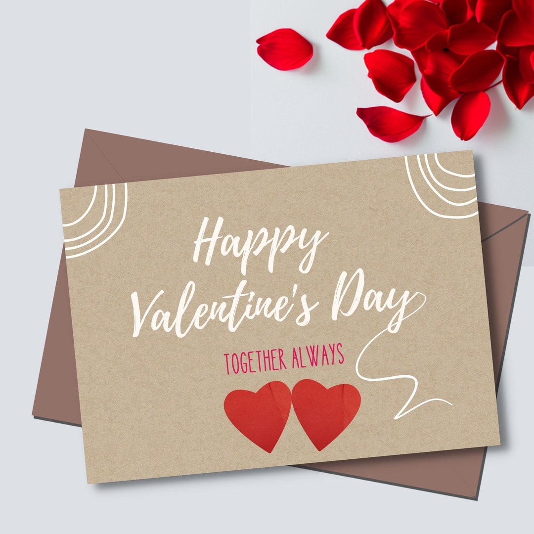 Printable Happy Valentine's Day Card, Digital Folded Greeting Card ...