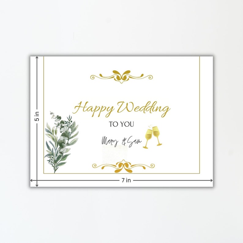 Printable Gold Happy Wedding Card. Elegant Greeting Card. - Etsy