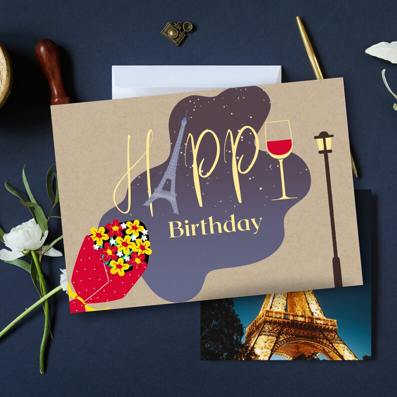 Printable Modern Happy Birthday Card, Creative Digital Birthday Card ...