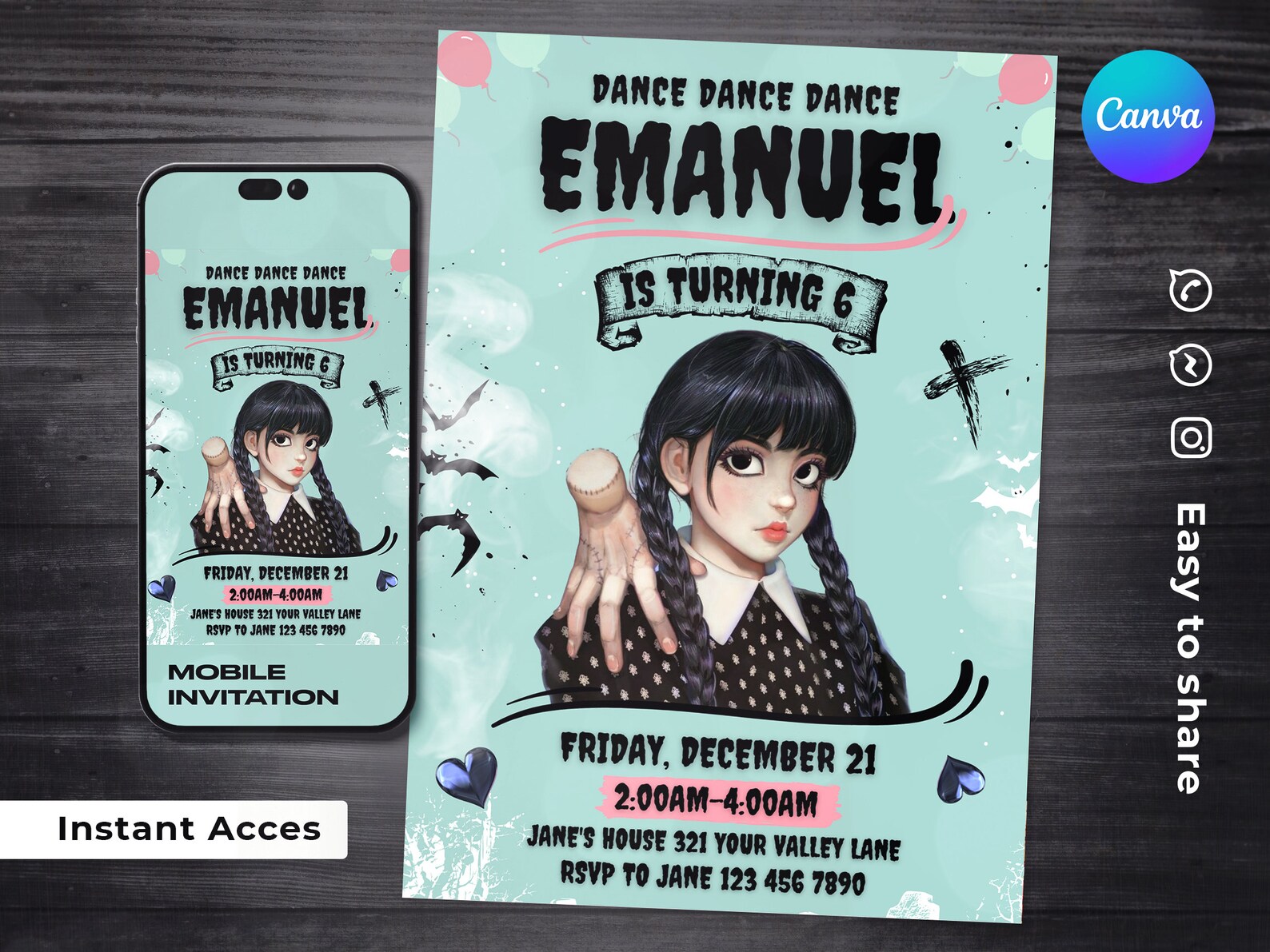 Wednesday Addams Birthday Invitation Birthday Invitation - Etsy