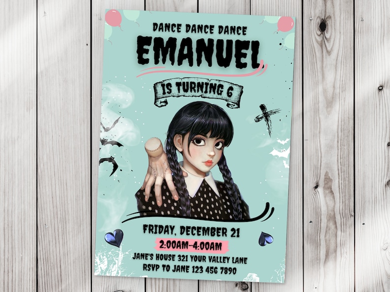 Wednesday Addams Birthday Invitation Birthday Invitation - Etsy