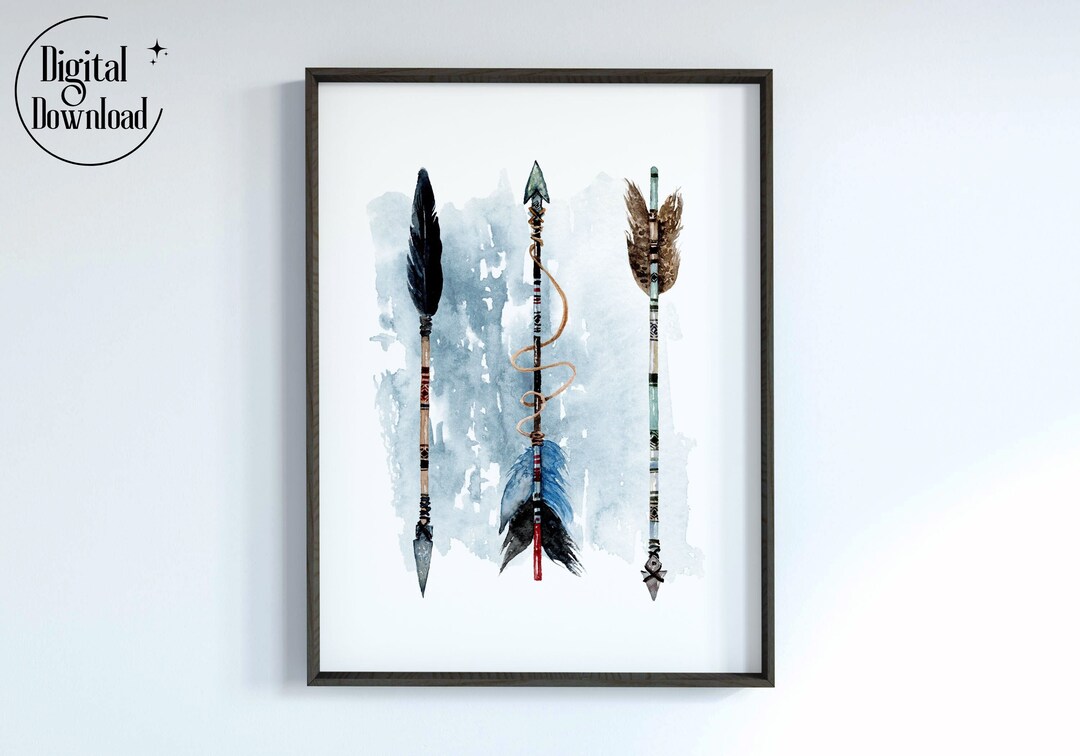 Boho Three Decorated Arrows Watercolor (part 1) Printable Wall Art ...
