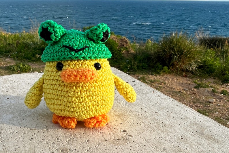 NO SEW Duck With Knife Pdf Crochet Pattern Duck in Frog Hat - Etsy