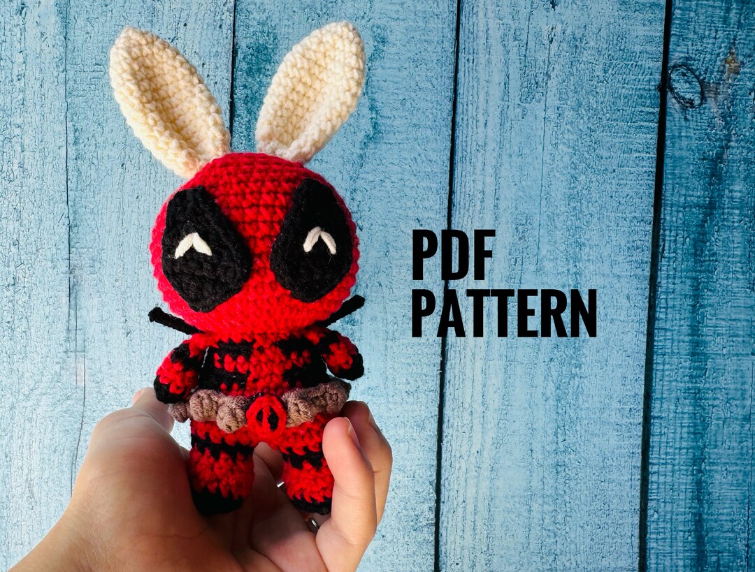 Superhero Crochet Pattern Avengers Marvel Cute Deadpool Bunny Keychain ...