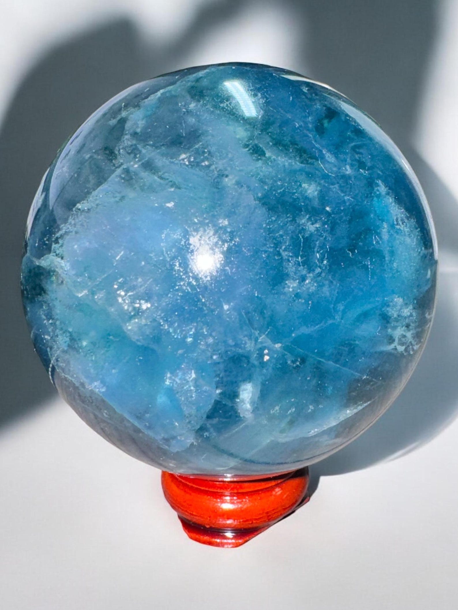 Natural Blue Fluorite Crystal Sphere - Etsy