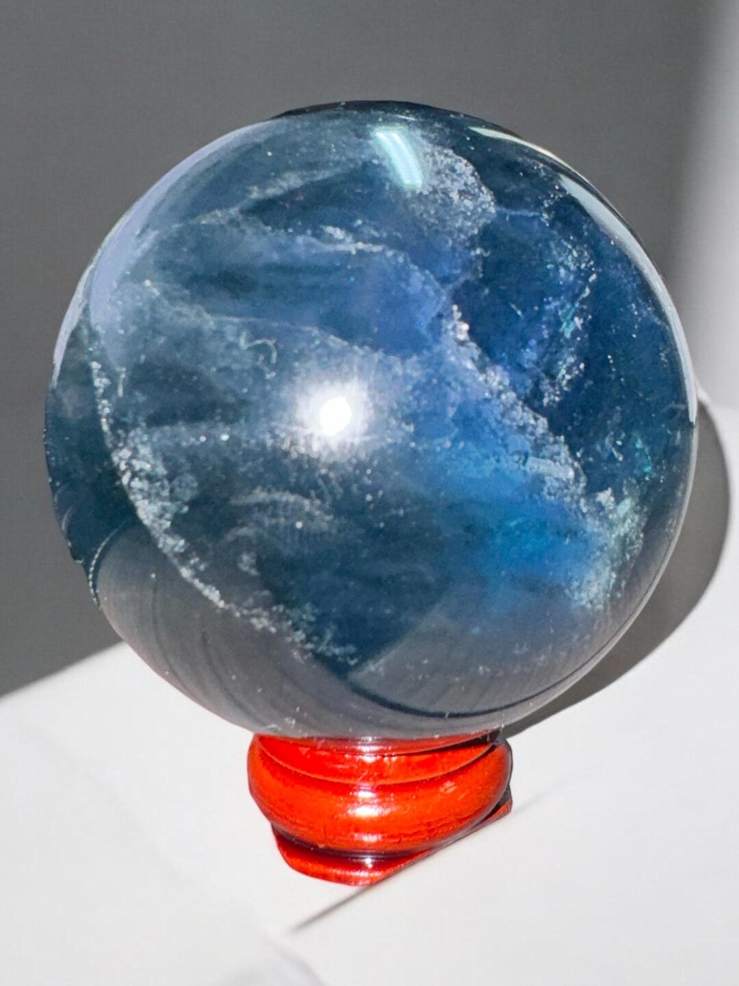 Natural Blue Fluorite Crystal Sphere - Etsy