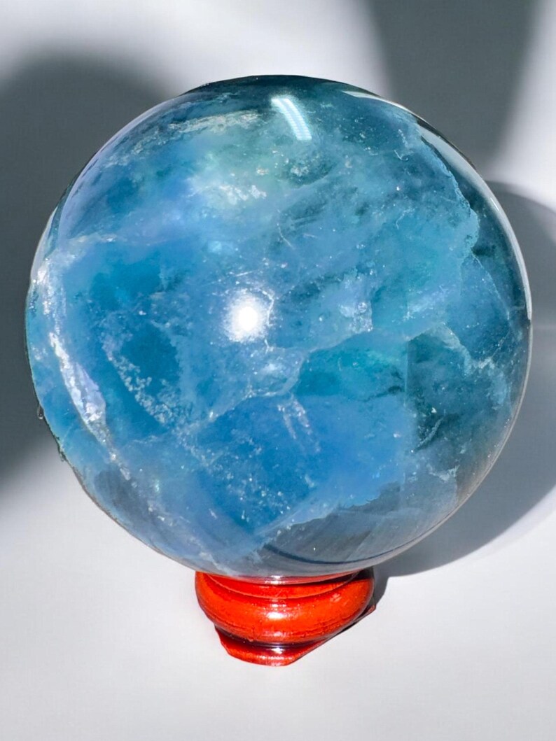 Natural Blue Fluorite Crystal Sphere - Etsy