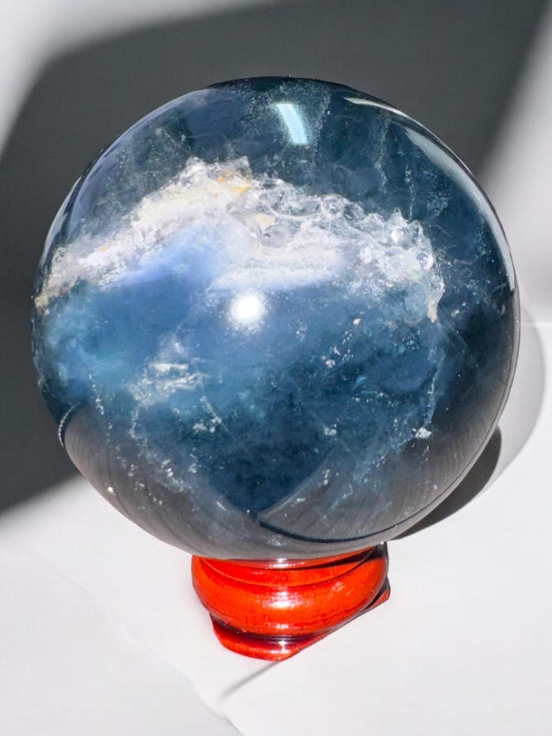 Natural Blue Fluorite Crystal Sphere - Etsy