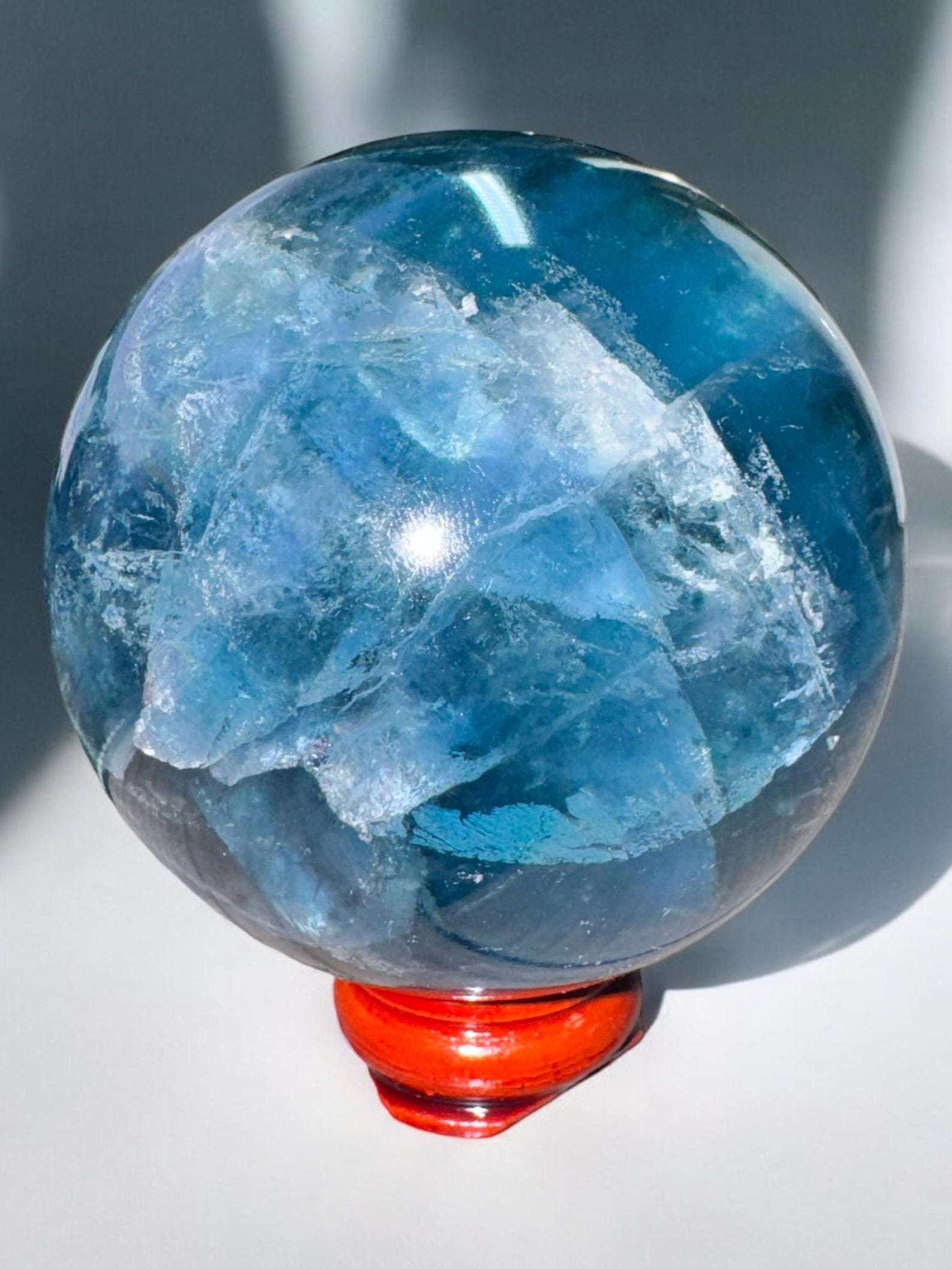Natural Blue Fluorite Crystal Sphere - Etsy