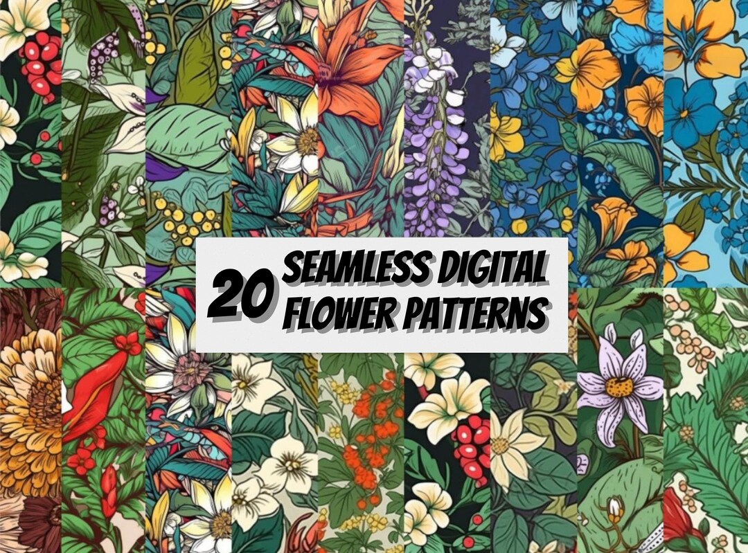 Flowers Digital Paper, Flowers Seamless Pattern, Floral Prints, Flowers ...