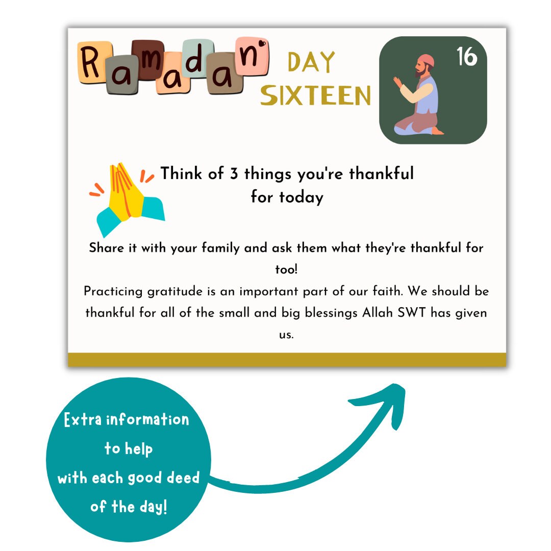 Ramadan Advent 30 Good Deeds Calendar for Kids, Printable, Digital ...