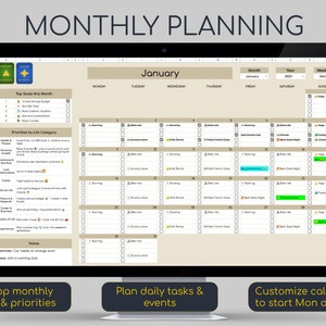 Monthly Calendar Gamified | Google Sheets | Monthly Digital Planner ...