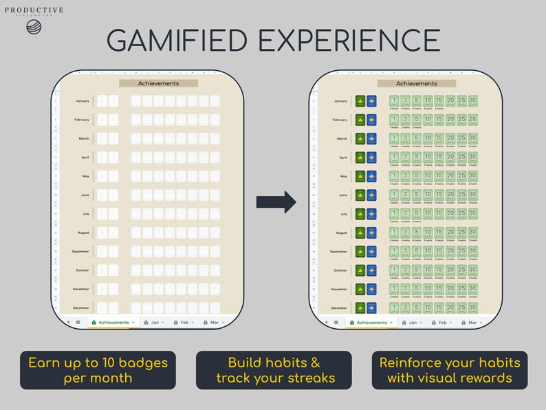 Monthly Calendar Gamified | Google Sheets | Monthly Digital Planner ...