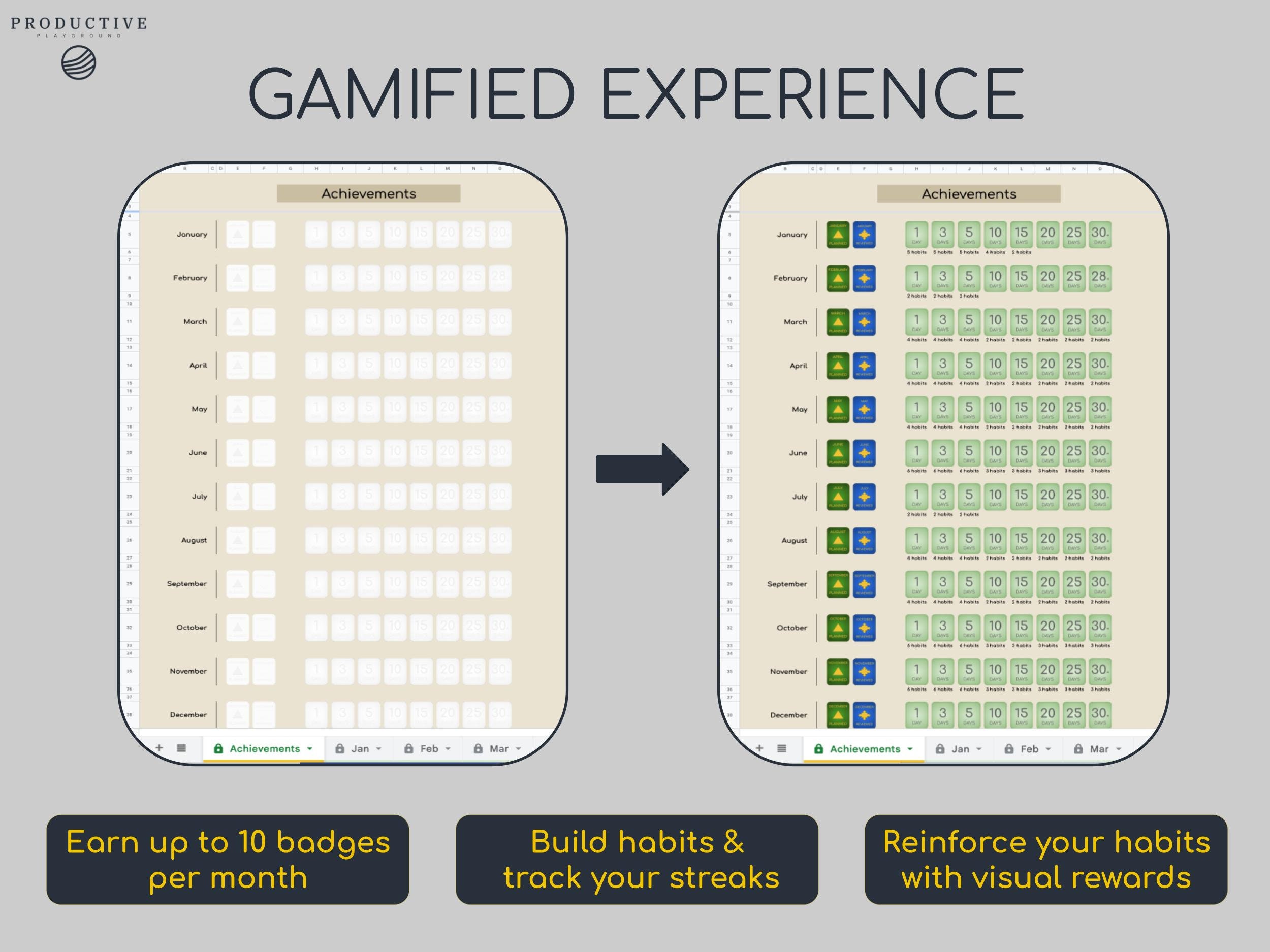 Monthly Calendar Gamified | Google Sheets | Monthly Digital Planner ...