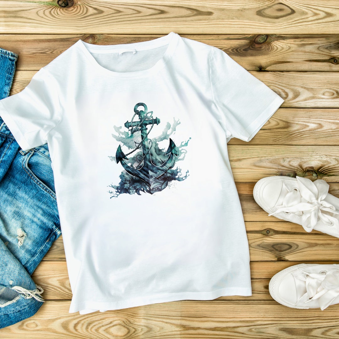 Unique Colorful Unique Anchor T-shirt Ship Shirt Water Lover Marine ...