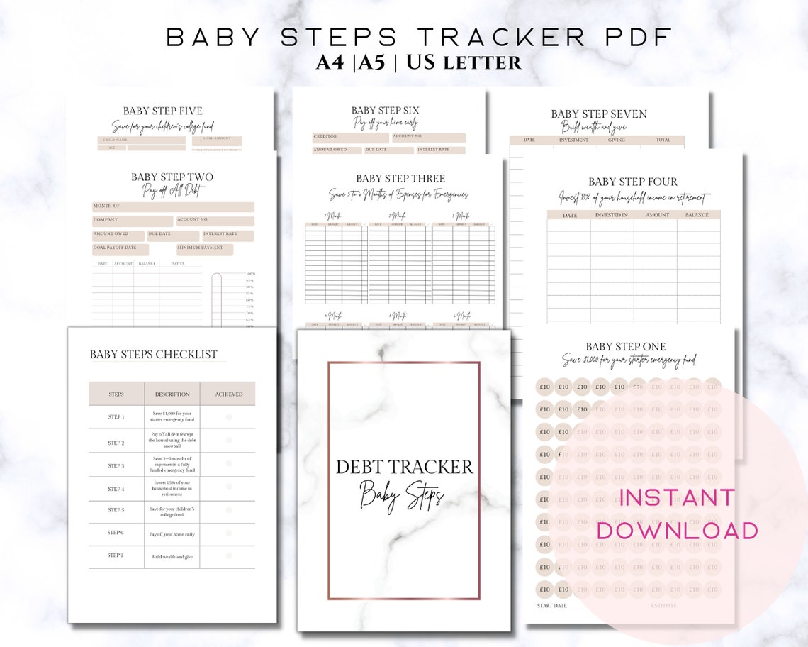 Baby Steps Progress Tracker Printable Inserts Dave Ramsey Financial ...