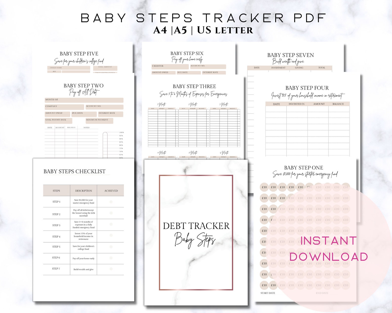 Baby Steps Progress Tracker Printable Inserts | Dave Ramsey Financial ...