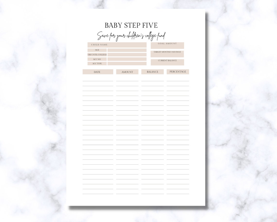 Baby Steps Progress Tracker Printable Inserts Dave Ramsey Financial ...