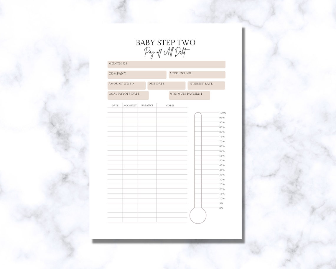 Baby Steps Progress Tracker Printable Inserts Dave Ramsey Financial ...