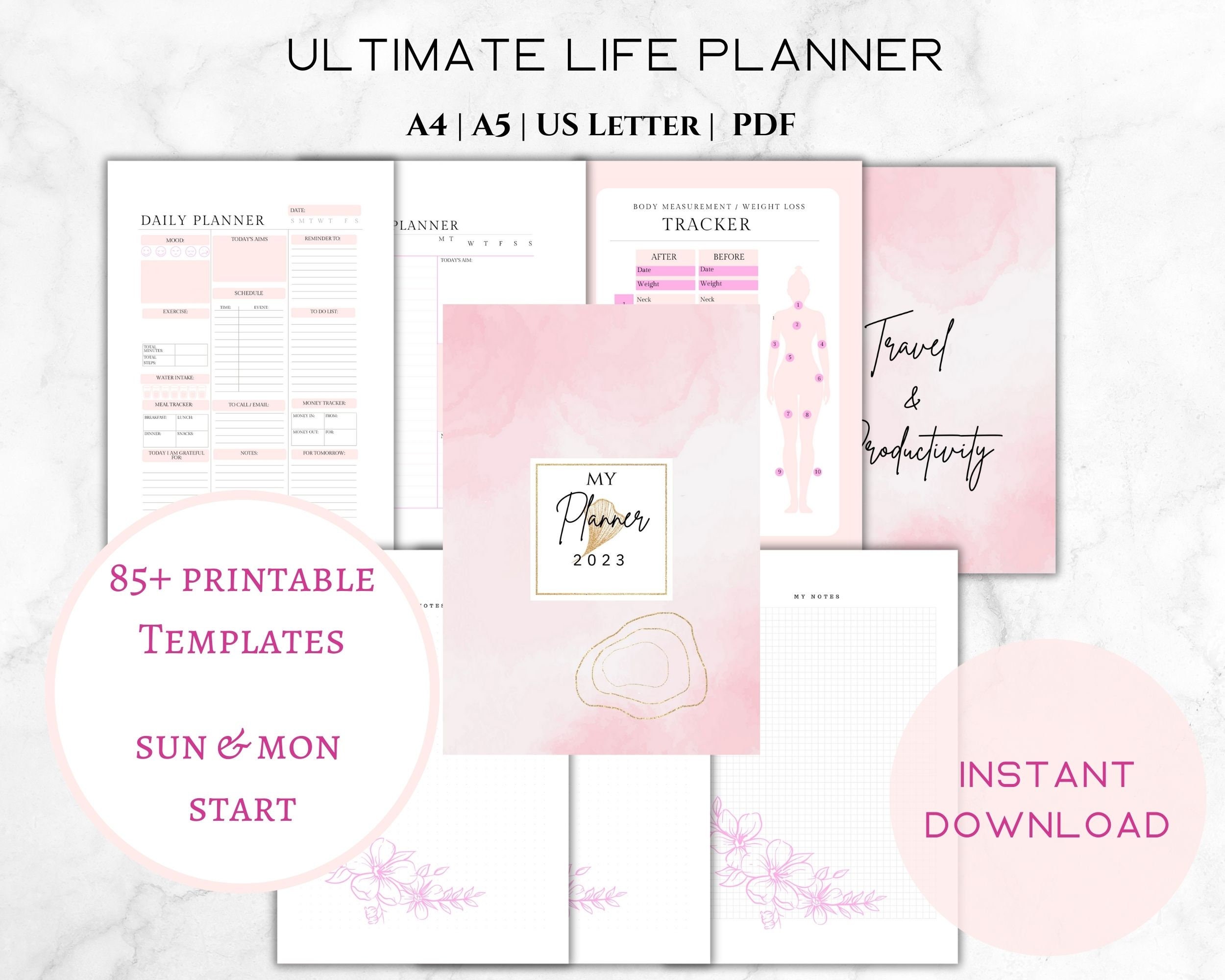 Pink Ultimate Printable Life Binder Planner Home Management Binder ...