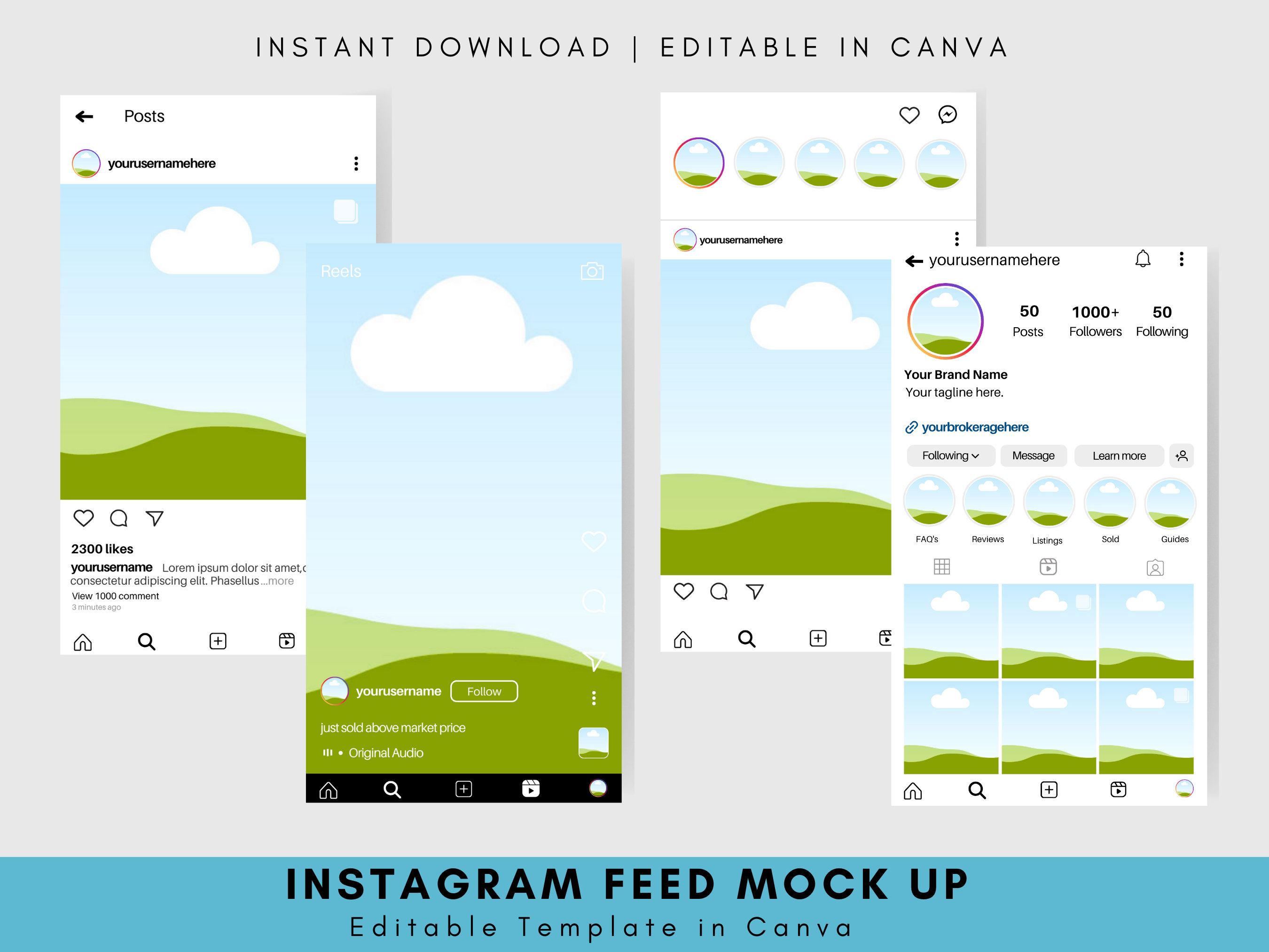 Instagram Feed Mock-up Template | Digital Product Mockup | Canva Mockup ...