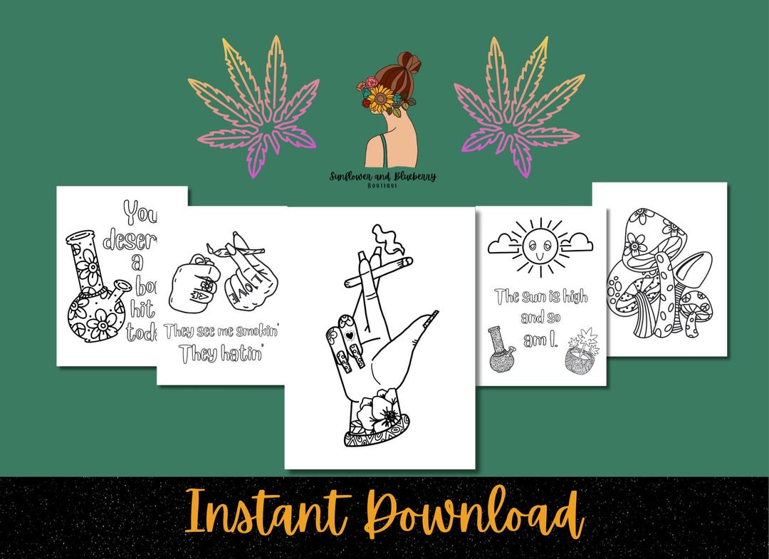 Stoner Coloring Book, Stoner Coloring Pages, Weed Coloring Book, Weed ...
