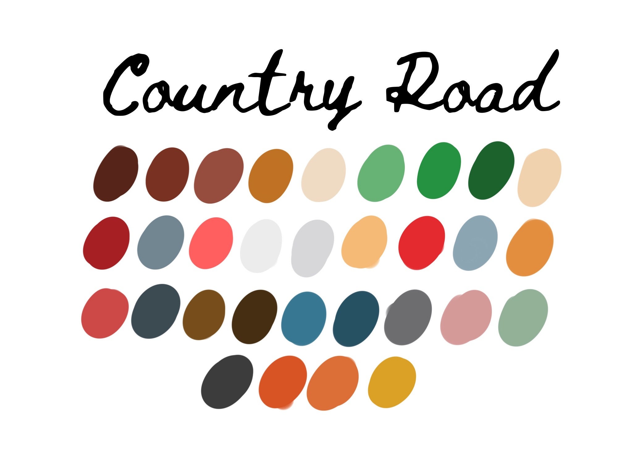 Country Road Procreate Color Palette, Procreate Palette, Color Palette ...