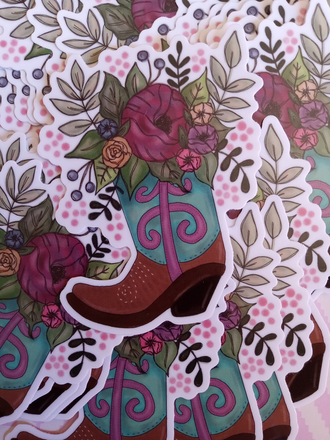 Boots Sticker, Boots Decal, Floral Boots Sticker, Floral Boots Decal ...