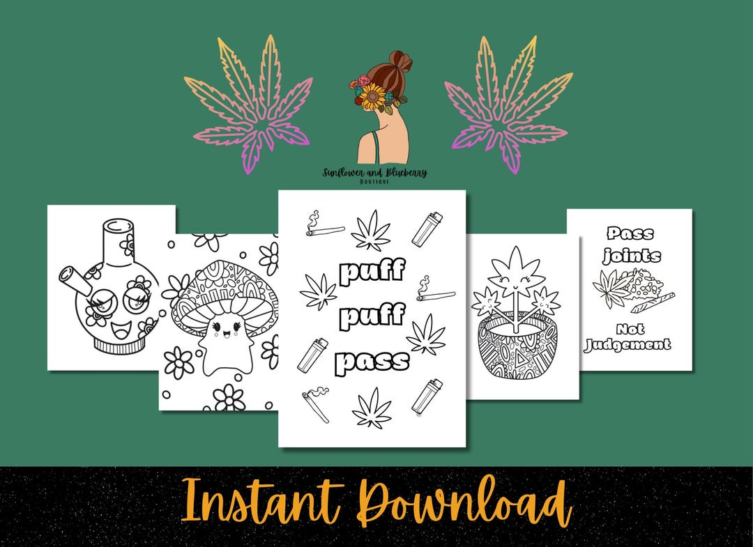 Stoner Coloring Book, Stoner Coloring Pages, Weed Coloring Book, Weed ...