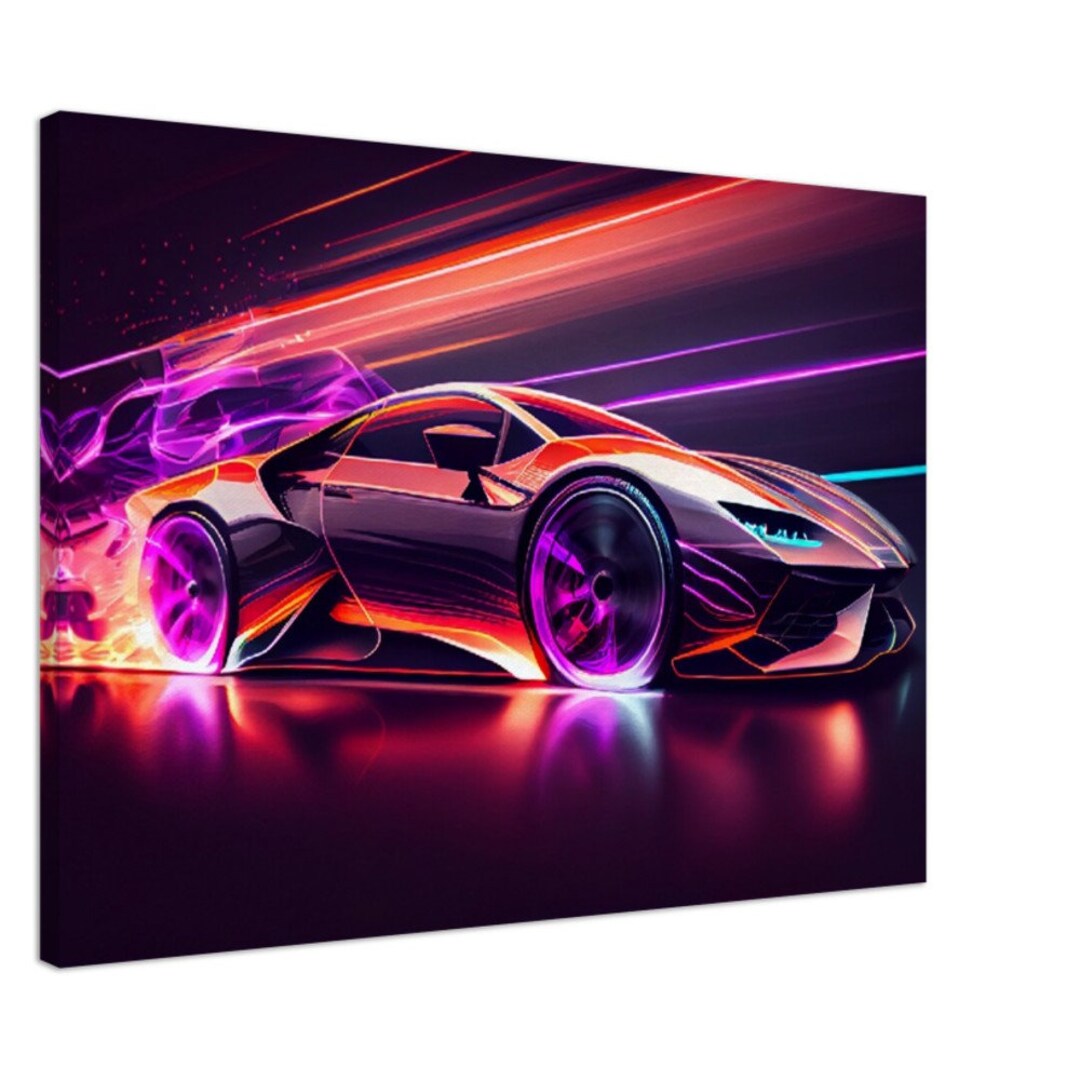 Fast and Furious: Supercar Motion Blur Effect Neon Light Canvas ...