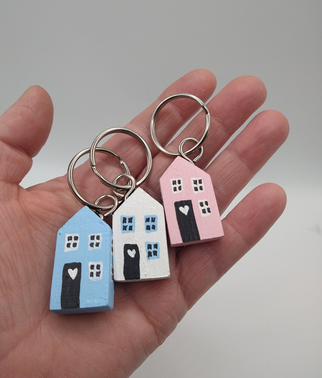 Handmade Wooden House Keyring: Personalised New Home Gift - Etsy UK