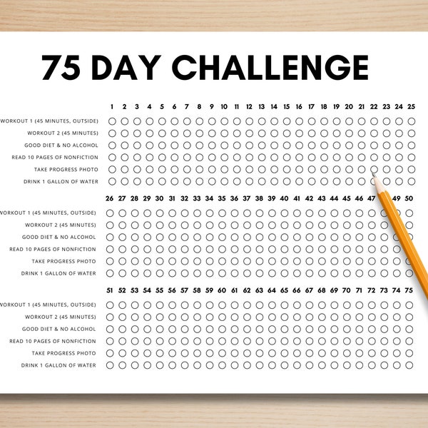 75 Hard Printable - Etsy