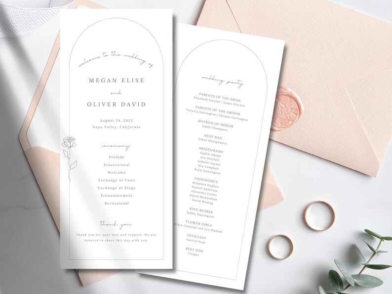 Arch Wedding Program Template, Wedding Ceremony Program, Canva, Wedding ...