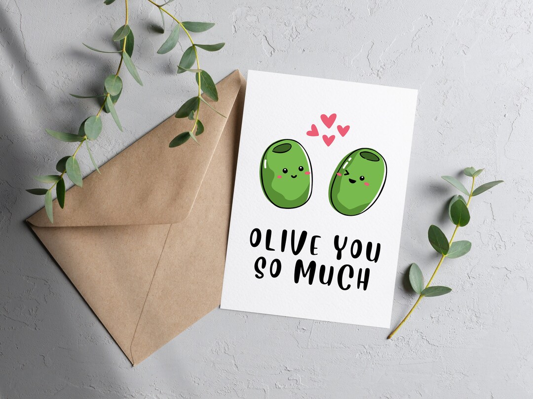 Olive You so Much Card, Greeting Card Printable, Funny Greeting Card ...