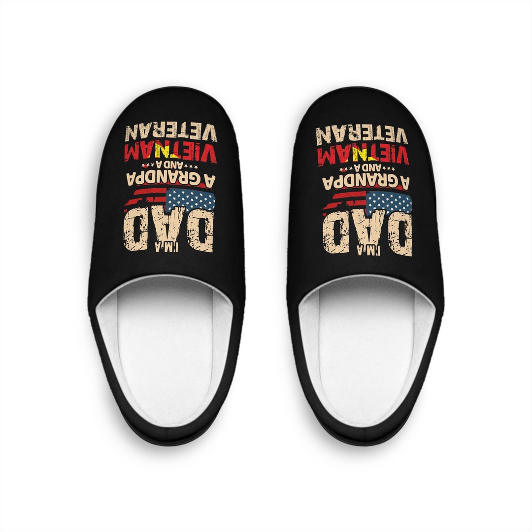 Gift for Vietnam Veteran, Men's Slippers, Dad Grandpa United States ...