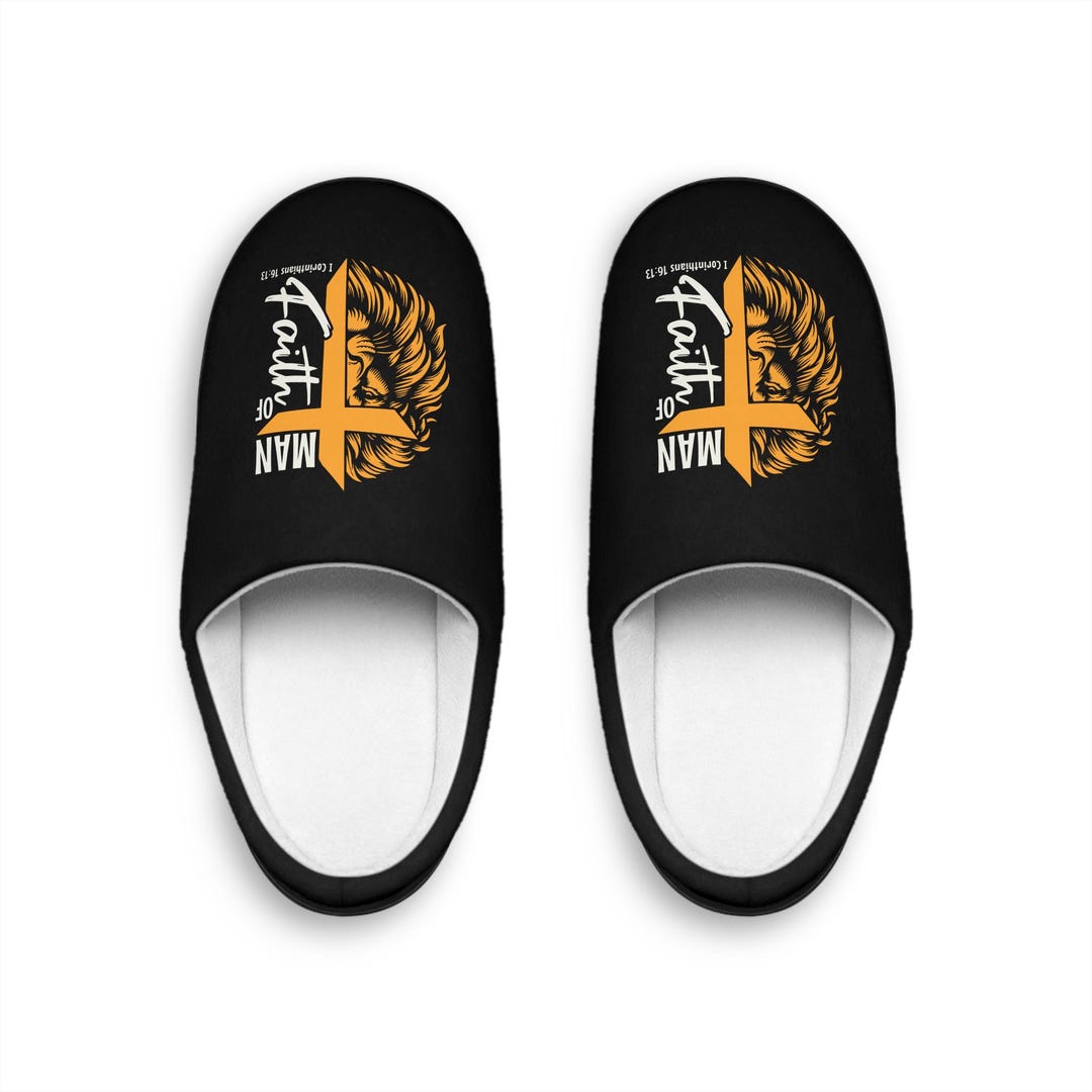 Faithful Men's Indoor Slippers, Religious House Shoes, Christian Faith ...