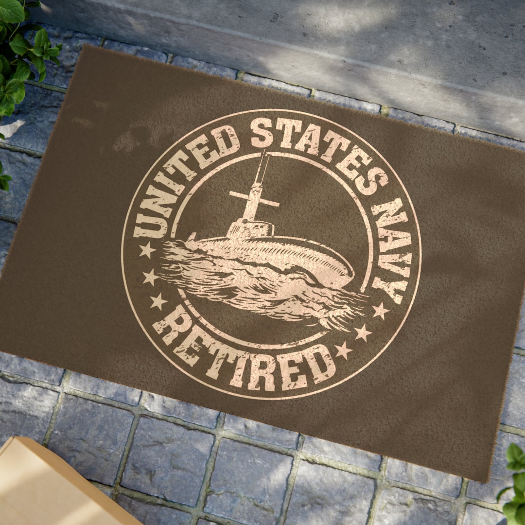 Veteran Doormat, United States Navy Retired, Gift for Him, Dad, Grandpa ...