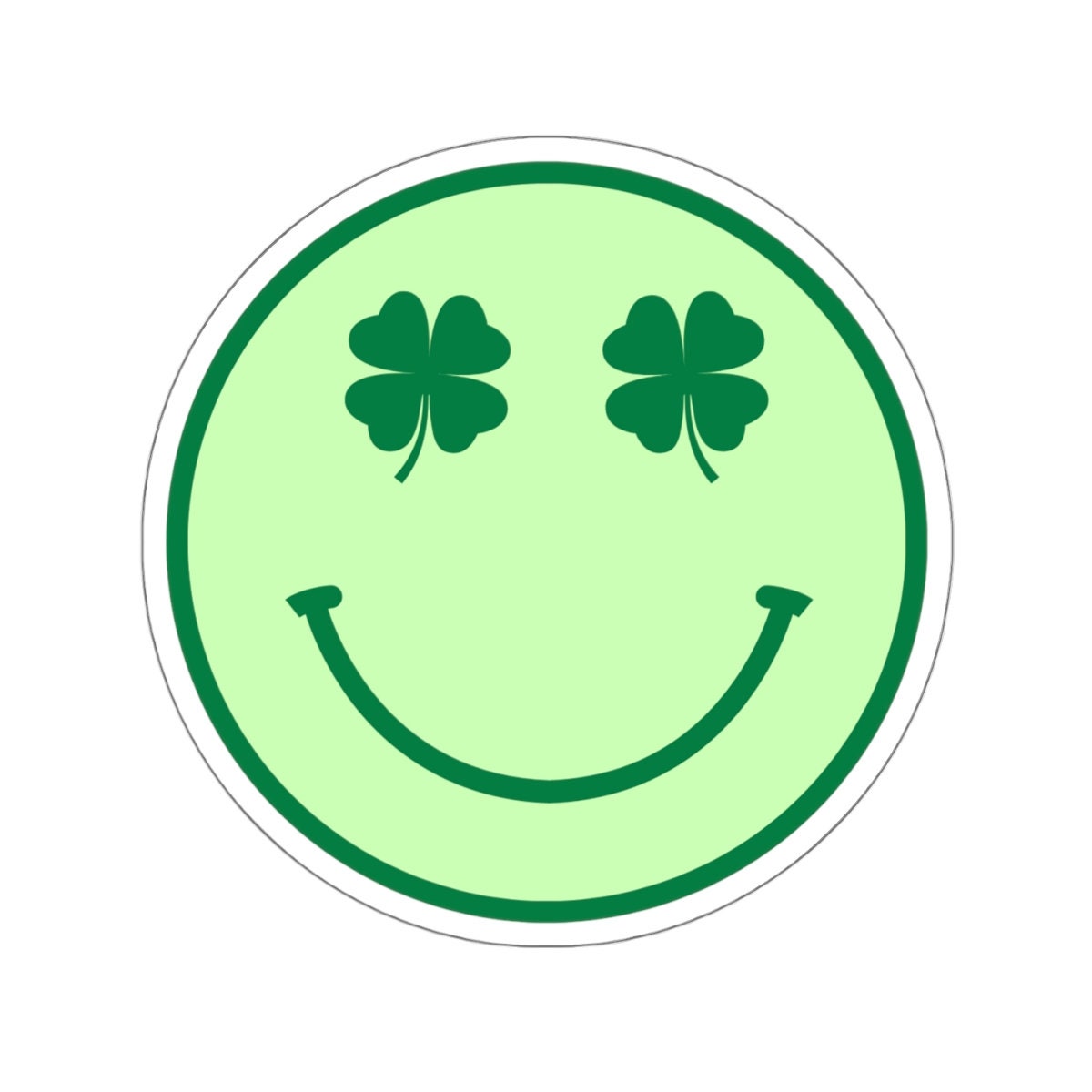 St. Patrick's Day Happy Smiley Face Clover Eyes Kiss-cut Sticker ...