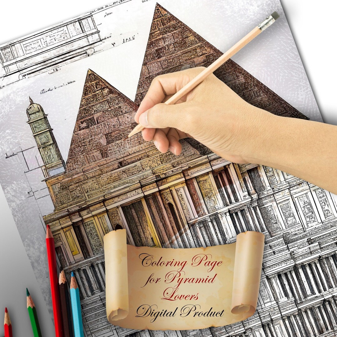 Stone Pyramid Adult Coloring Book Digital Download Gift JPG/001 - Etsy