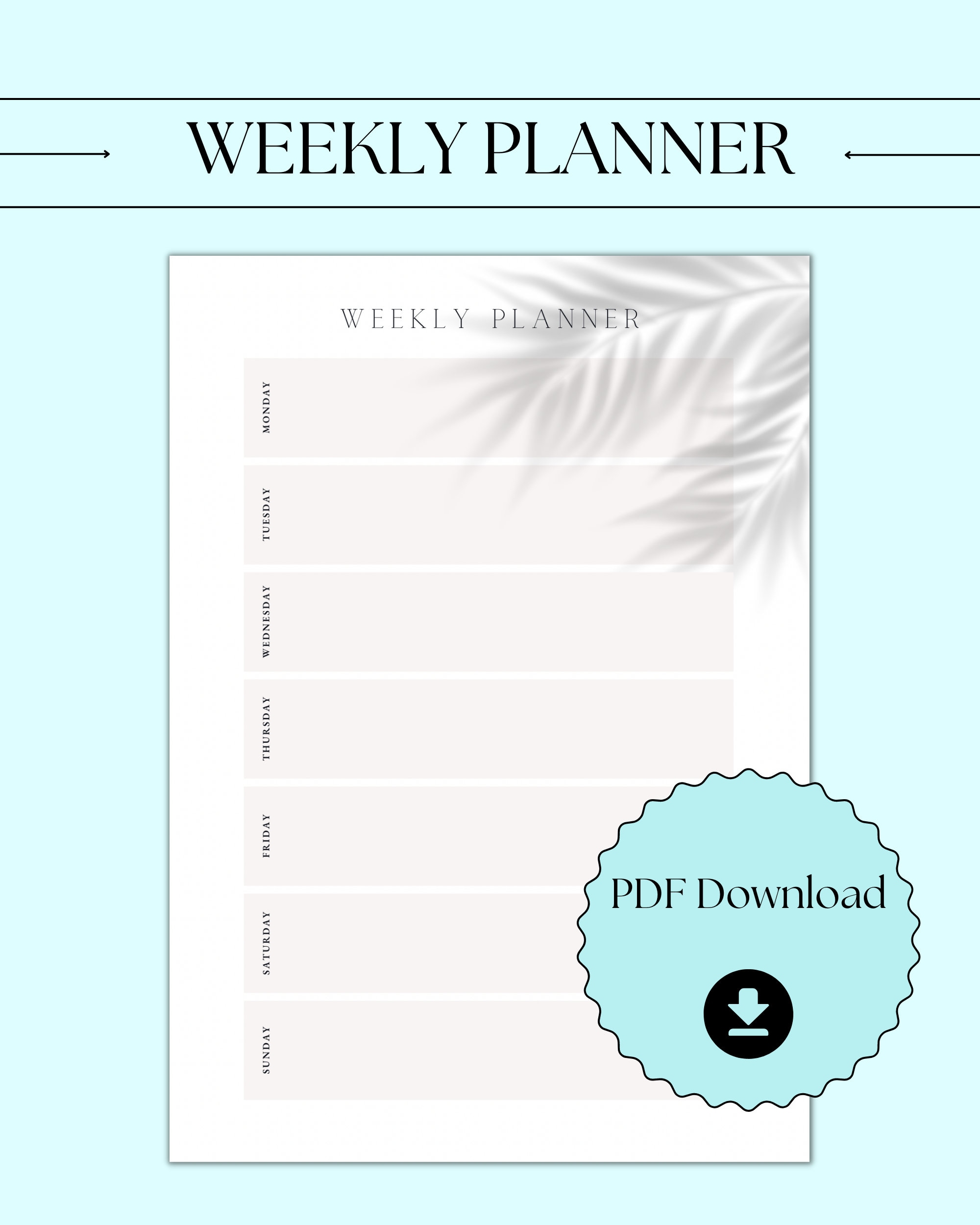Weekly Planner, Digital Instant Download Planner, Printable Planner ...