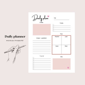Pink Daily Planner, Weekly Planner, Monthly Planner, Printable Planner ...