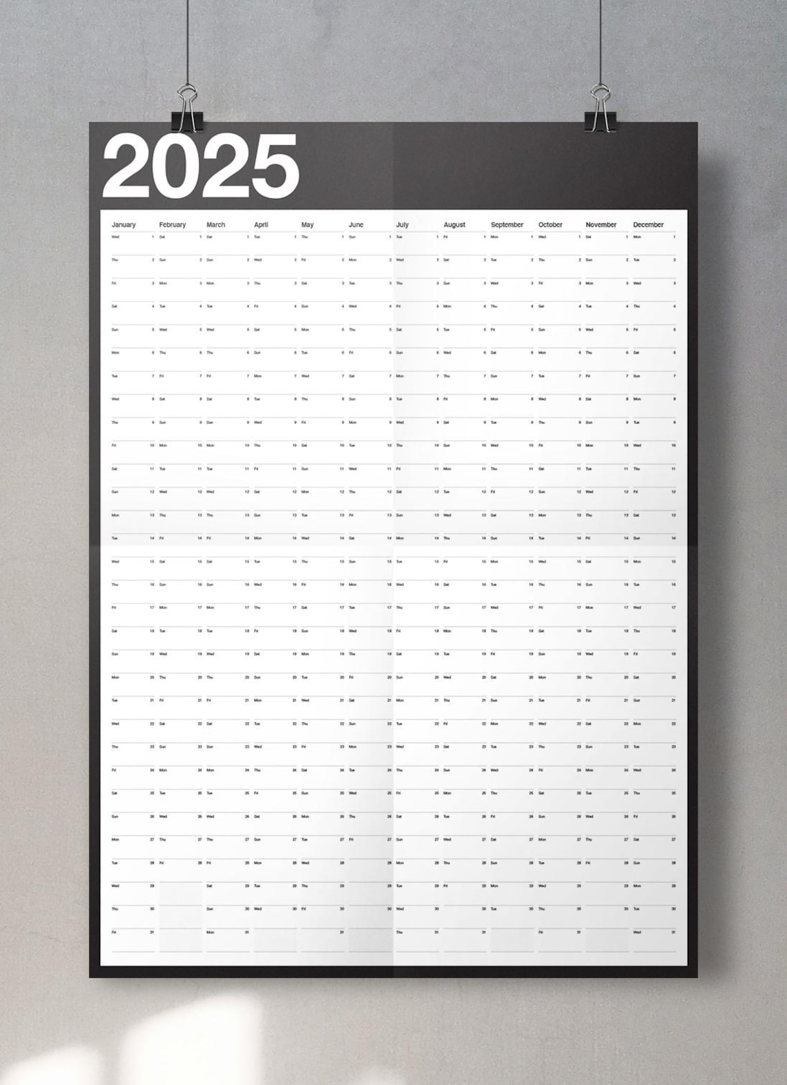 2025 A1 Calendar Wall Planner *digital Download* - Etsy