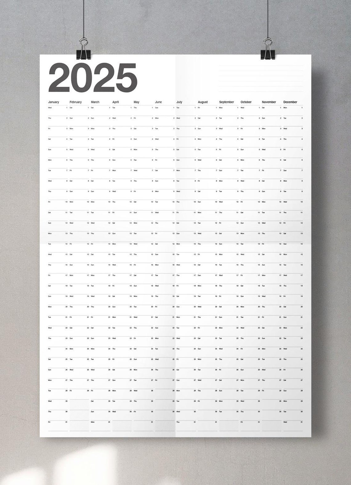 2025 A1 Calendar Wall Planner *digital Download* - Etsy