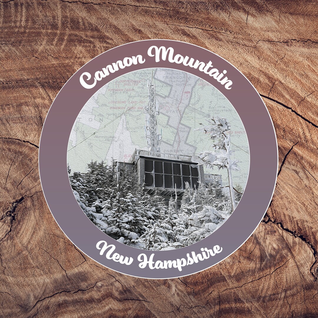 Cannon Mtn Sticker - Oil Stylized Photo With Map - White Mountains ...