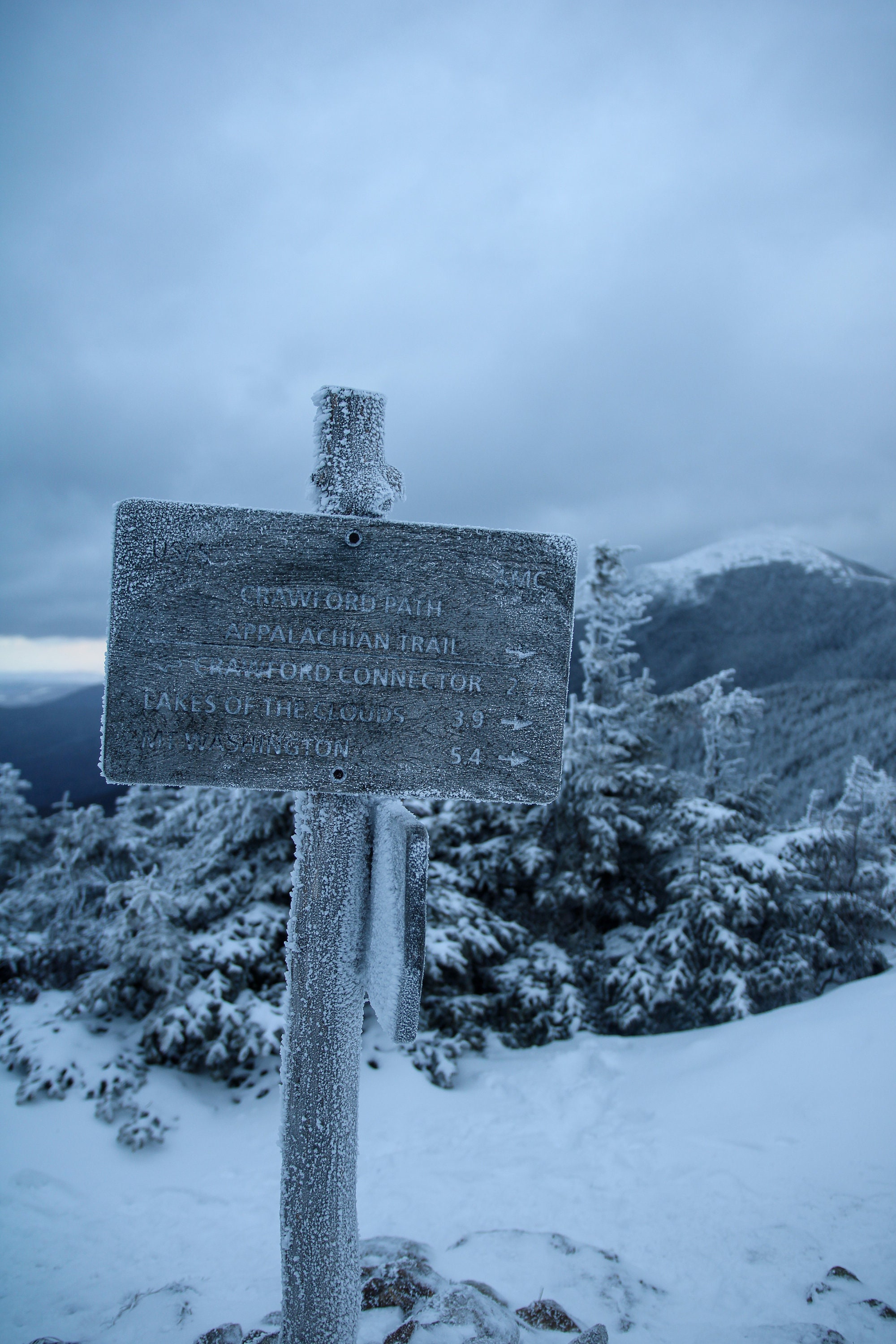 Crawford Path Trail Sign - White Mountains - New Hampshire - Winter - Etsy