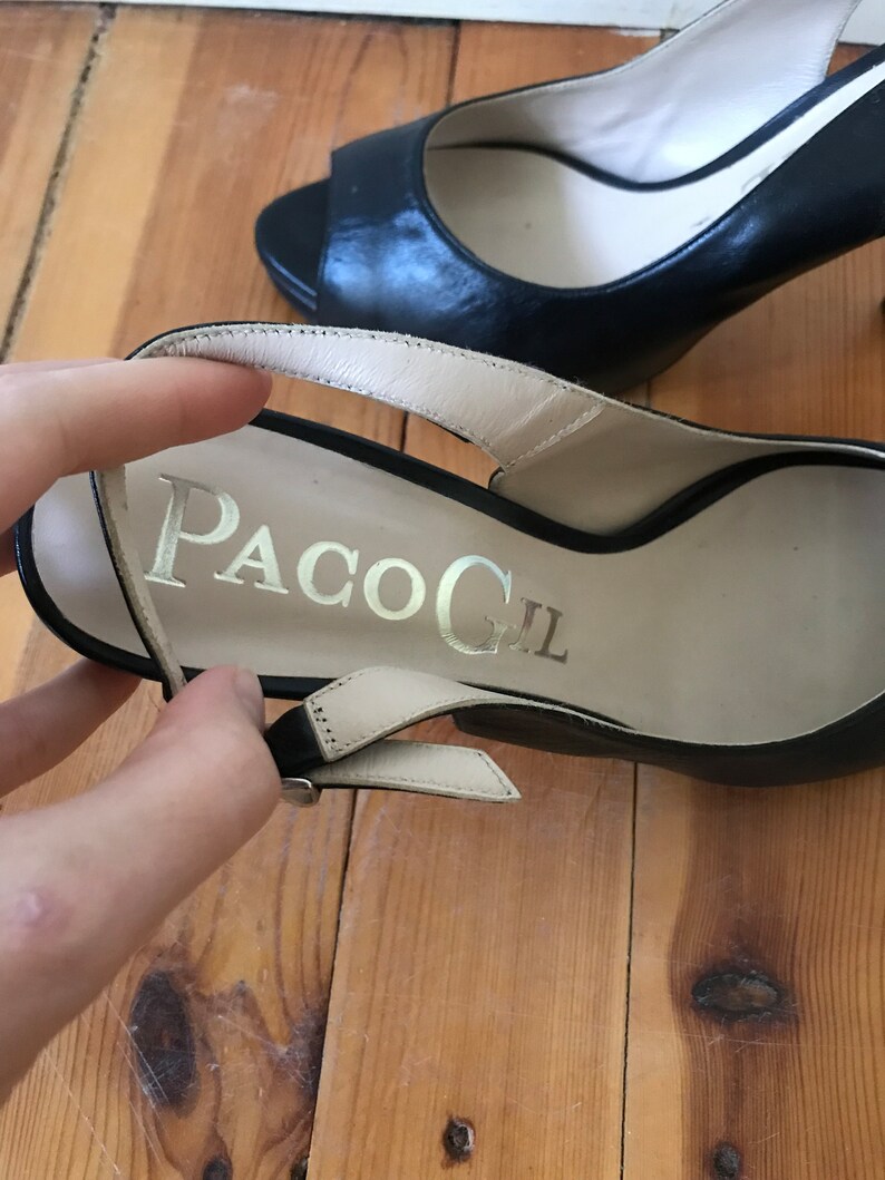 Vintage Y2k Black Leather Platform Heels Paco Gil - Etsy