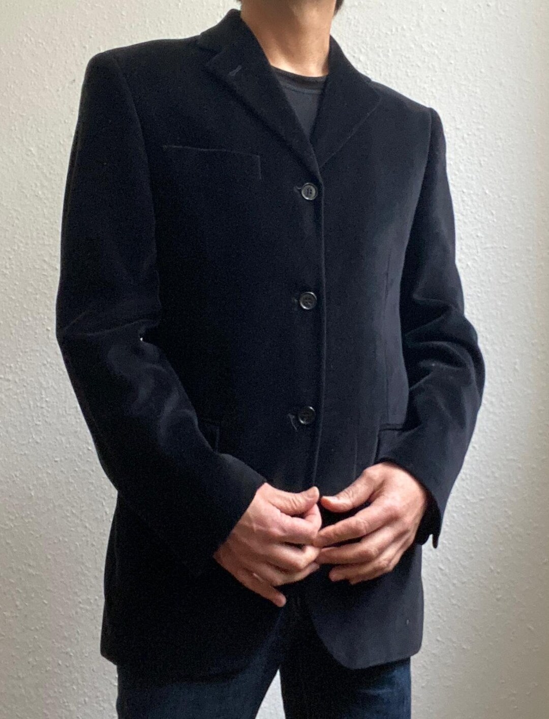 Vintage 60s Style Mod Classic Lennon 1964 Black Velvet Mens Suit Blazer ...