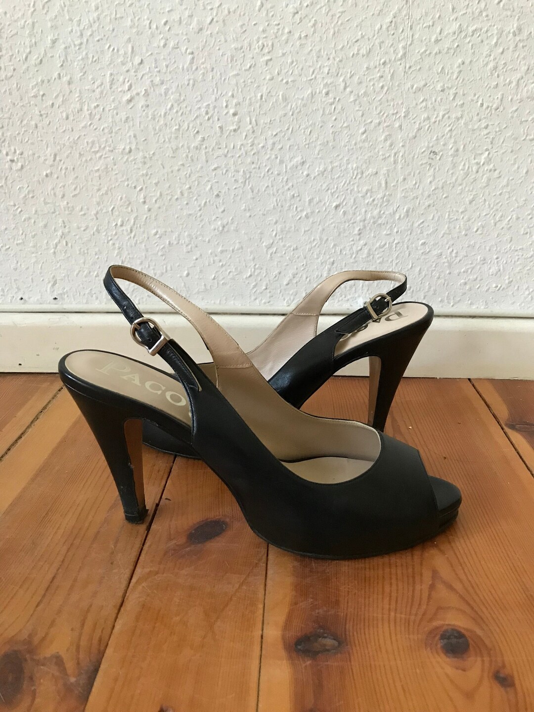 Vintage Y2k Black Leather Platform Heels Paco Gil - Etsy