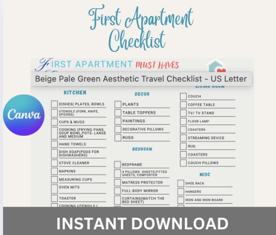 Printable Move-in Checklist for New Renters/homeowners | Editable PDF ...